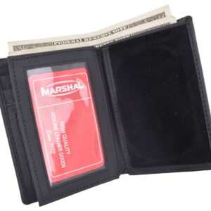 MARSHAL Genuine Cowhide Leather Badge RFID Wallet for Firefighters, Police etc.