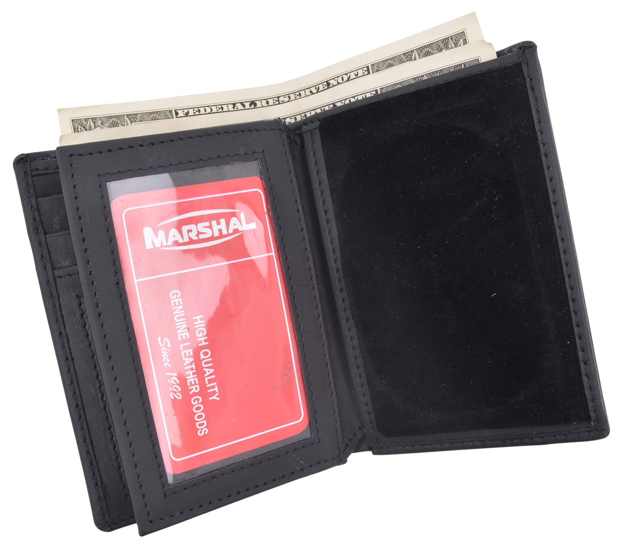 MARSHAL Genuine Cowhide Leather Badge RFID Wallet for Firefighters, Police etc.