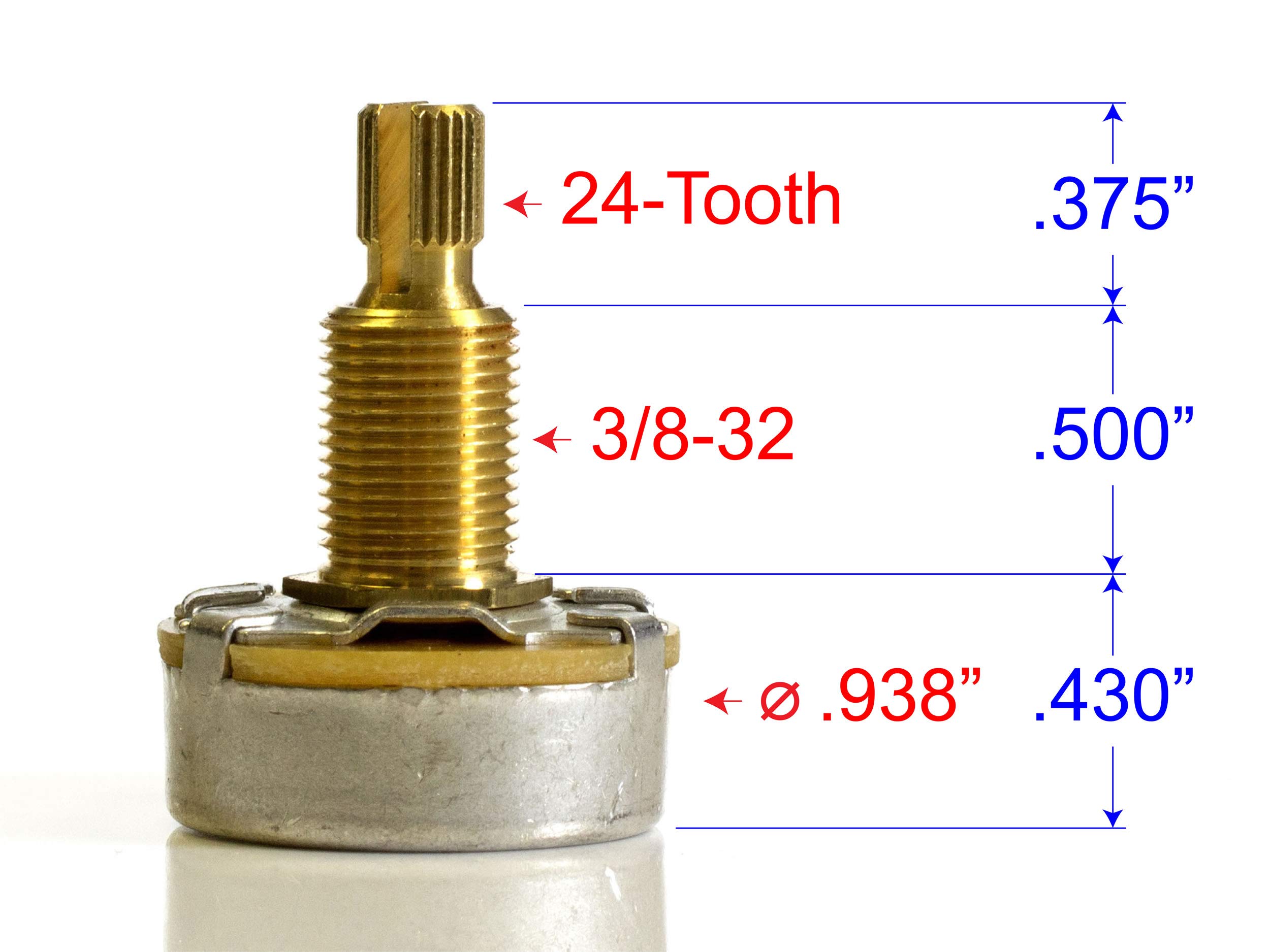 CTS Pot, 500k Audio, Long Split Shaft (4 Pack)