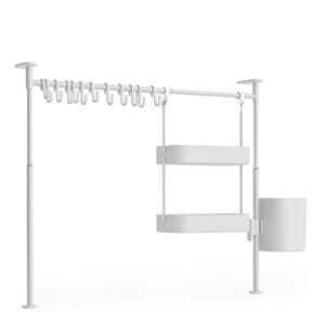 umbra anywhere tension rod multi kitchen organizer, large org, white