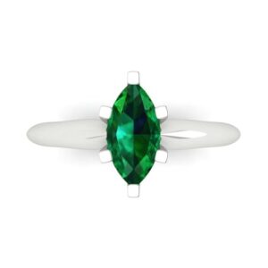 clara pucci 1.0 ct marquise cut solitaire simulated emerald engagement wedding bridal promise anniversary ring 18k white gold size 8.5