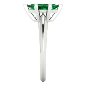 Clara Pucci 1.0 ct Marquise Cut Solitaire Simulated Emerald Engagement Wedding Bridal Promise Anniversary Ring 18K White Gold Size 8.5