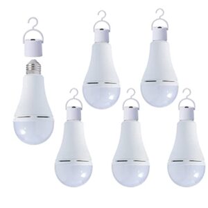 (6 Pack) A21 Rechargeable Emergency LED Bulbs 9W Daylight White 6000K, Multi-Function Battery Backup Emergency Light for Power Outage Camping Outdoor Activity, Standard E26 Screw Base