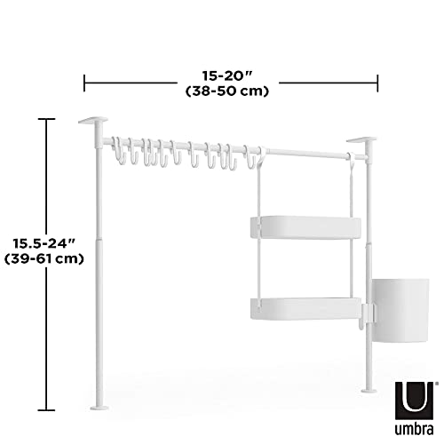 Umbra Anywhere Tension Rod Multi Kitchen Organizer, Large Org, White