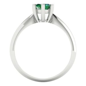 Clara Pucci 1.0 ct Marquise Cut Solitaire Simulated Emerald Engagement Wedding Bridal Promise Anniversary Ring 18K White Gold Size 8.5