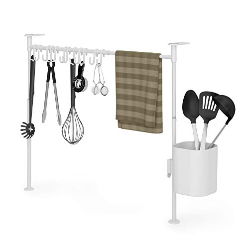 Umbra Anywhere Tension Rod Multi Kitchen Organizer, Caddy, White