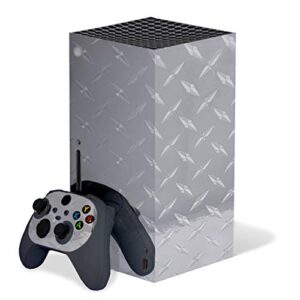 silver diamond plate mirror - vinyl decal mod skin kit by system skins - compatible with microsoft xbox series x console (xbx)