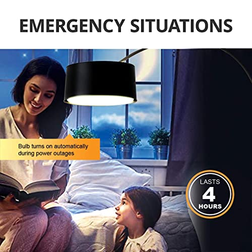 (6 Pack) A21 Rechargeable Emergency LED Bulbs 9W Daylight White 6000K, Multi-Function Battery Backup Emergency Light for Power Outage Camping Outdoor Activity, Standard E26 Screw Base