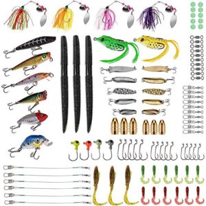 PLUSINNO Fishing Rod and Reel Combos, 102Pcs Fishing Lures,Saltwater Freshwater Resistant Fishing Gear