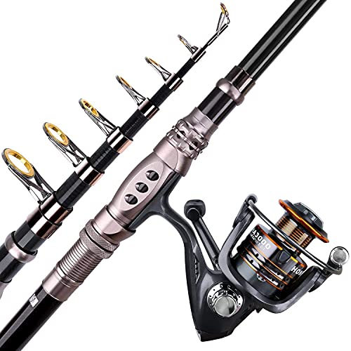 PLUSINNO Fishing Rod and Reel Combos, 102Pcs Fishing Lures,Saltwater Freshwater Resistant Fishing Gear