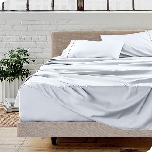 lecoo Luxury 100% Egyptian Cotton Bed Sheets - 800 Thread Count 4Pc Twin XL Size Sheets Set, Smooth Sateen Ultra Soft Luxury Bedding Sheets, 15" Deep Pocket - White Solid