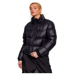 superdry womens luxe alpine down padded jacket, main zip fastening black size 10