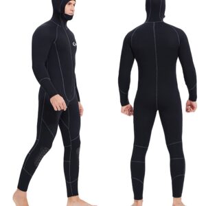 Ultra Stretch 5Mm Neoprene Wetsuit, Winter Warm Front Zip Full Body Diving Suit for Men Women-Snorkeling Scuba Diving Swimming Surfing,Men,XXL