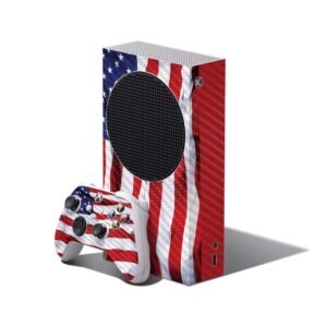 mightyskins carbon fiber skin compatible with xbox series s bundle - american flag | protective, durable textured carbon fiber finish | easy to apply | made in the usa