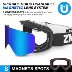 ZIONOR X4 Ski Goggles with X 11 Magnetic Ski Goggles