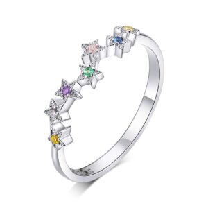 presentski star ring 925 sterling silver-color cz dainty rings for women