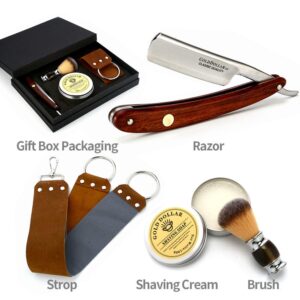 Straight Razor GOLD DOLLAR Wooden Handle Retro Shaving For Men & Barber Shaving Ready Without Stabilizer