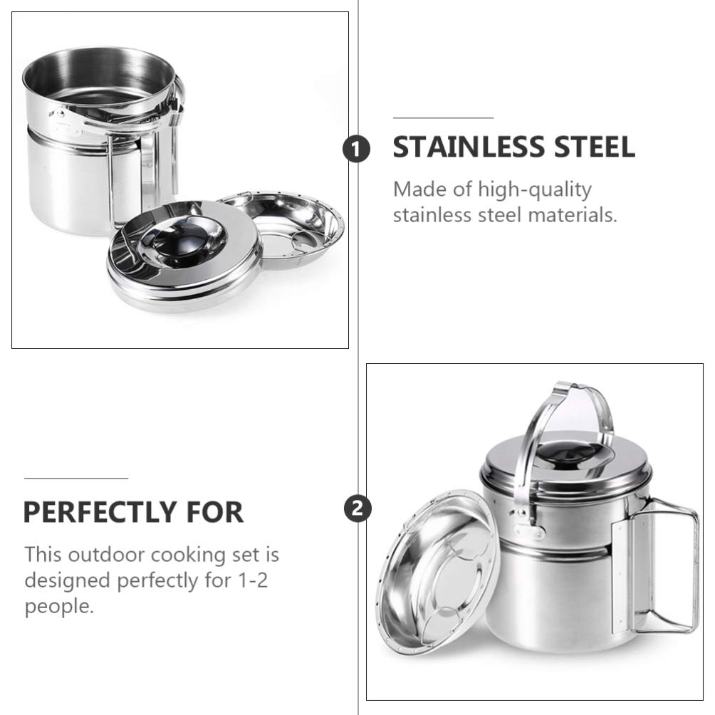 BESPORTBLE 1 Set Hanging Pot Set Portable Kit Compact Tableware Stainless Steel Skillet Stainless Cookware Camping Cookware Camping Accessories Backpack Outdoor Stainless Steel