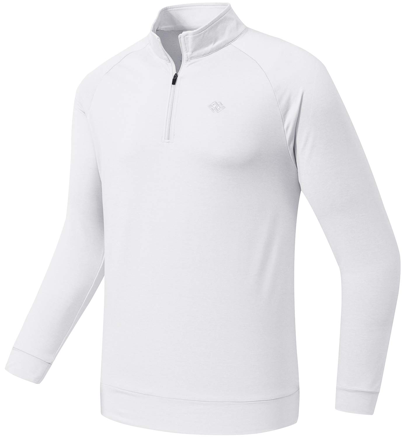 MoFiz Men's Golf Shirts Long Sleeve Shirts Sports Polo Shirts Athletic Jersey Shirts Inner Fleece Pull-on Zipper White Size L