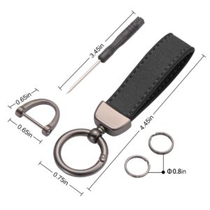 ILANKTOZI Key Chain Leather Car Keychain Holder Key Fob with 2 Keyrings and 1 Screwdriver for Men and Women