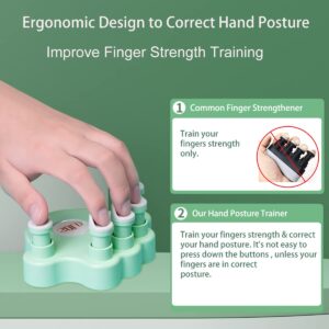 Moreup Piano Finger Trainers, Hand Grip Exerciser Ergonomic Training Finger Pressing Posture Correction Tool for Guitar Piano Trigger Finger Training Arthritis Therapy and Grip 2PCS/Set