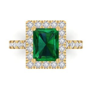 clara pucci 4 ct emerald cut solitaire w/accent halo emerald art deco bridal wedding statement ring 18k yellow gold size 8