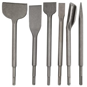 sds plus hammer drill chisel set, rotary hammer bits set including tile chisel, grooving chisel, scrapping chisel, flat chisel, point chisel, scaling chisel for tile masonry concrete brick stone work