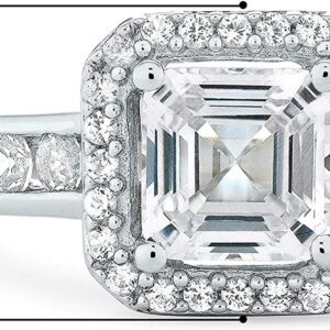 925 Sterling Silver Lab Square Emerald Cut Created White Sapphire Engagement Ring - Size 5