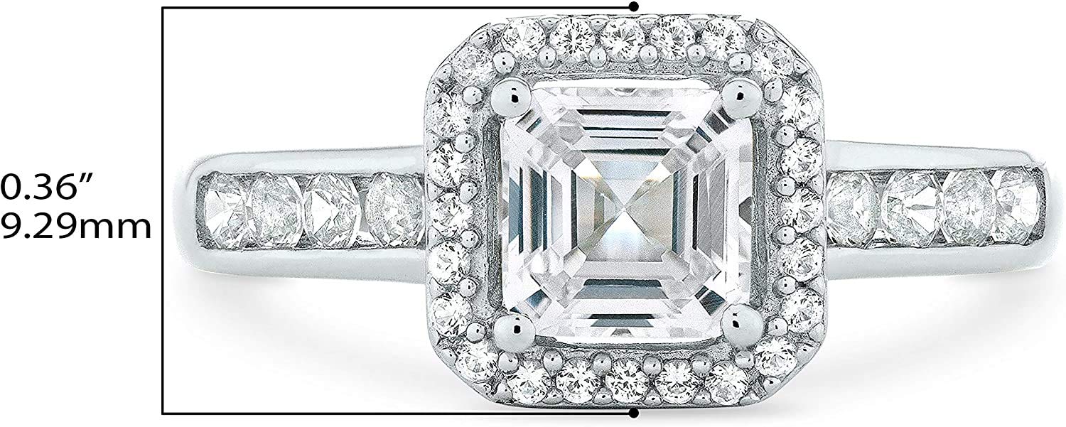 925 Sterling Silver Lab Square Emerald Cut Created White Sapphire Engagement Ring - Size 5