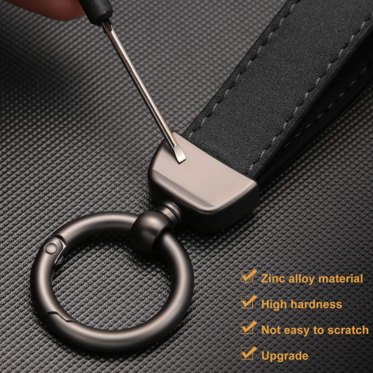 ILANKTOZI Key Chain Leather Car Keychain Holder Key Fob with 2 Keyrings and 1 Screwdriver for Men and Women