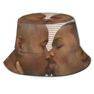 two black men kissing meme unisex bucket hat summer travel beach sun hats outdoor cap