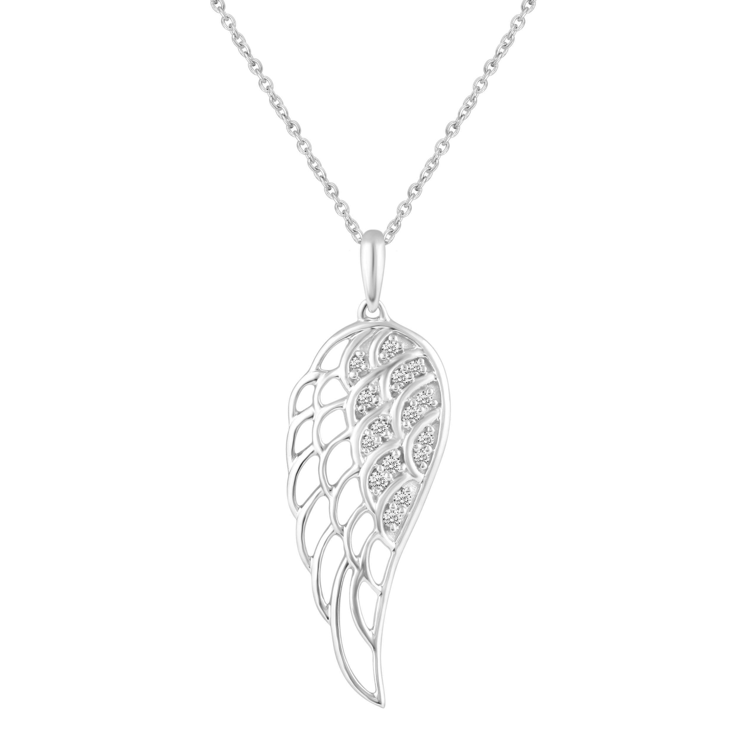 Prime and Pure Charm Pendant Necklace Set in 925 Sterling Silver for Womens | Girls | Open Lotus | Celtic Cross | Angel Wing | Tiny Lotus | Tiny Love Heart (Wing Feather)