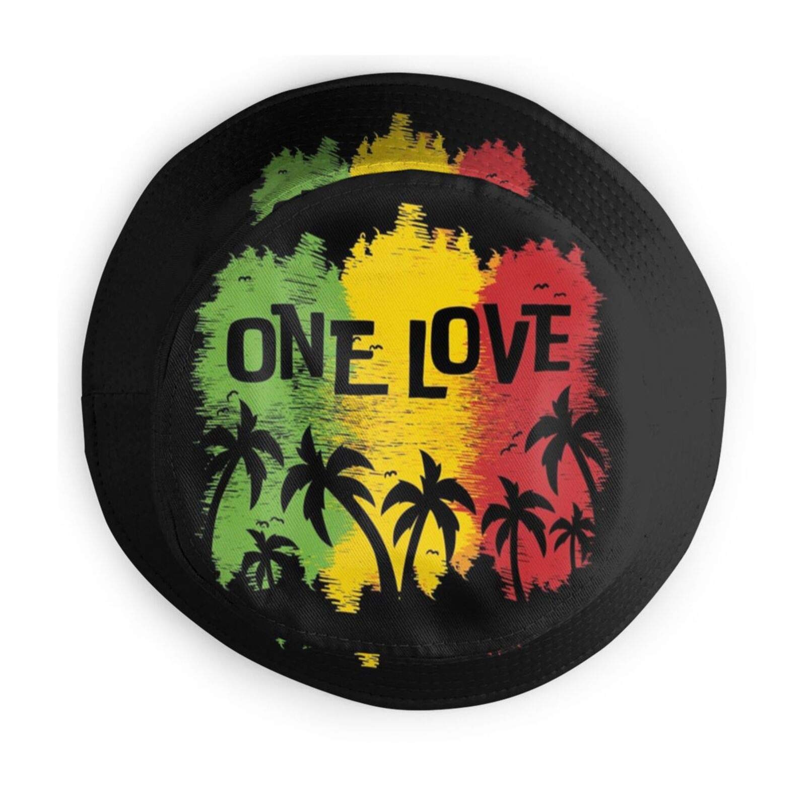 1 Love Music Reggae Rasta Unisex Bucket Hat Summer Travel Beach Sun Hats Outdoor Cap