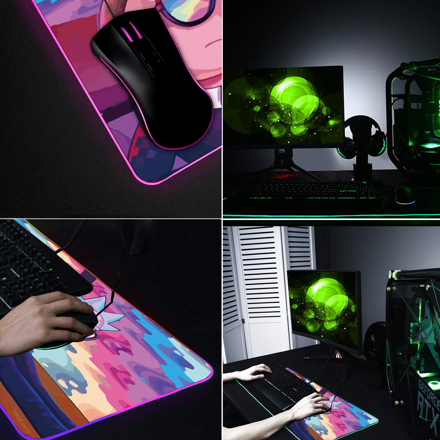 Imegny RGB Mouse Pad, XXL LED Gaming Mouse Mat Heavy Duty Anty Slip 35.4 * 15.7 Inches greencity