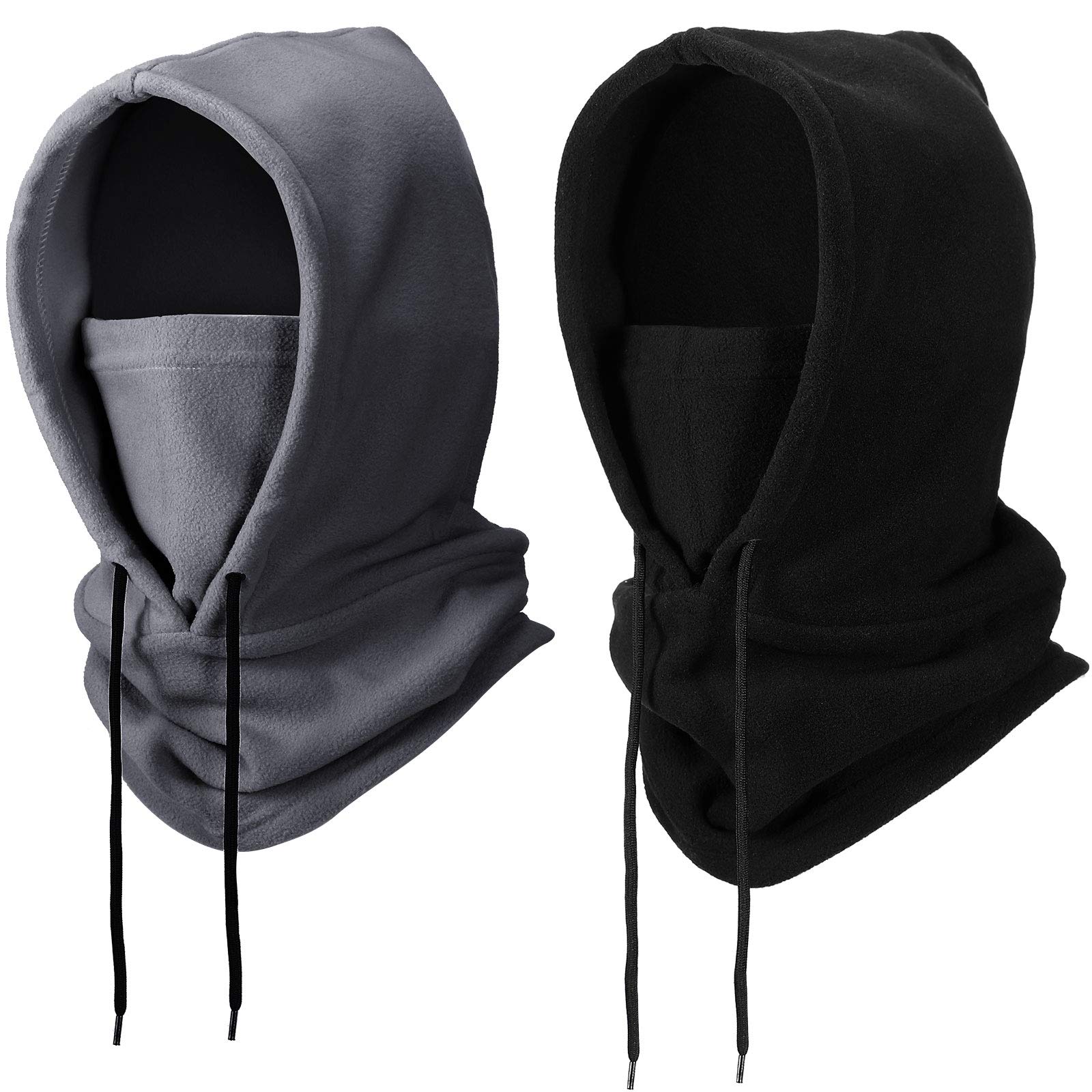 Syhood 3 Pieces Winter Fleece Balaclava Ski Tactical Heavyweight Balaclava (Black, Grey,2 Pieces)