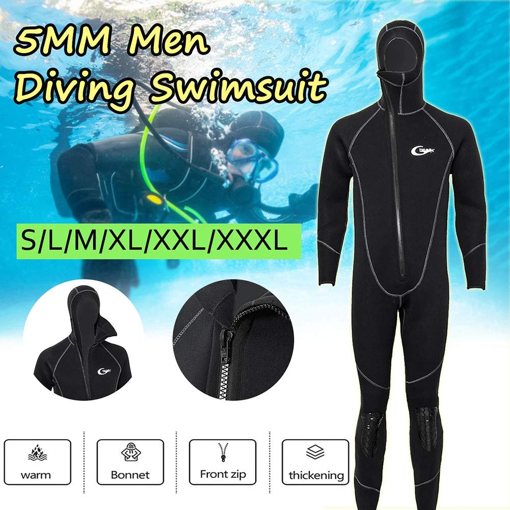 Ultra Stretch 5Mm Neoprene Wetsuit, Winter Warm Front Zip Full Body Diving Suit for Men Women-Snorkeling Scuba Diving Swimming Surfing,Men,XXL