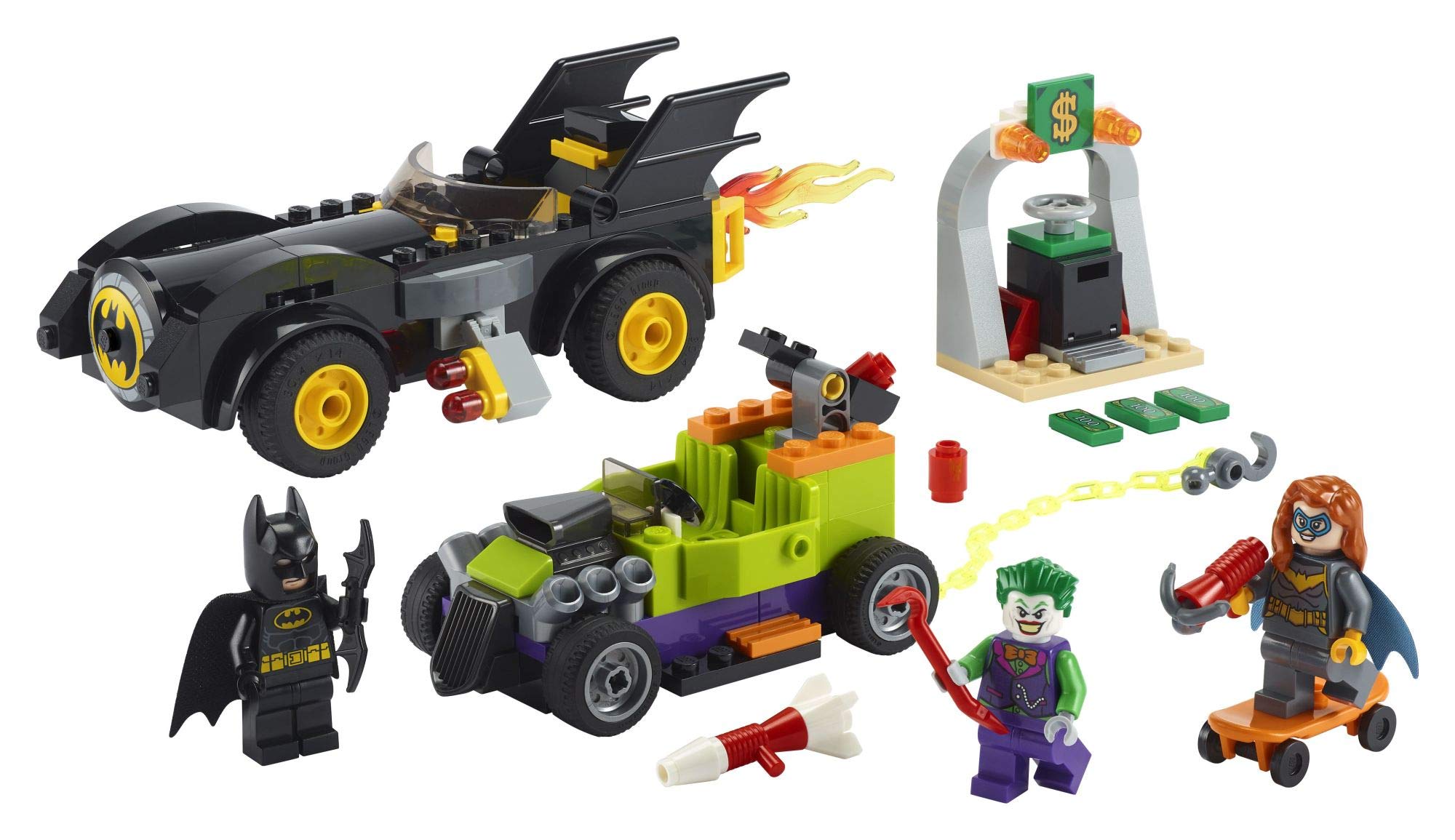 LEGO DC Batman: Batman vs. The Joker: Batmobile Chase Building Toy; Includes Batman, Batgirl and The Joker Minifigures Plus Buildable Batmobile and Hot Rod, New 2021 (136 Pieces), Multi Color