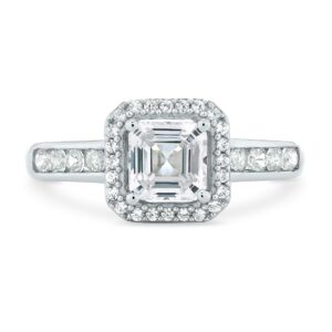 925 Sterling Silver Lab Square Emerald Cut Created White Sapphire Engagement Ring - Size 5