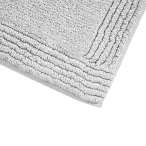 Madison Park Signature Splendor Reversible 100% Cotton Tufted Bathroom Rug-3000 GSM Hotel Quality Luxurious Plush High Pile Bath Mat Absorbent, Quick Dry, Shower Room Décor, 24x72, Grey