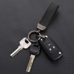 ILANKTOZI Key Chain Leather Car Keychain Holder Key Fob with 2 Keyrings and 1 Screwdriver for Men and Women