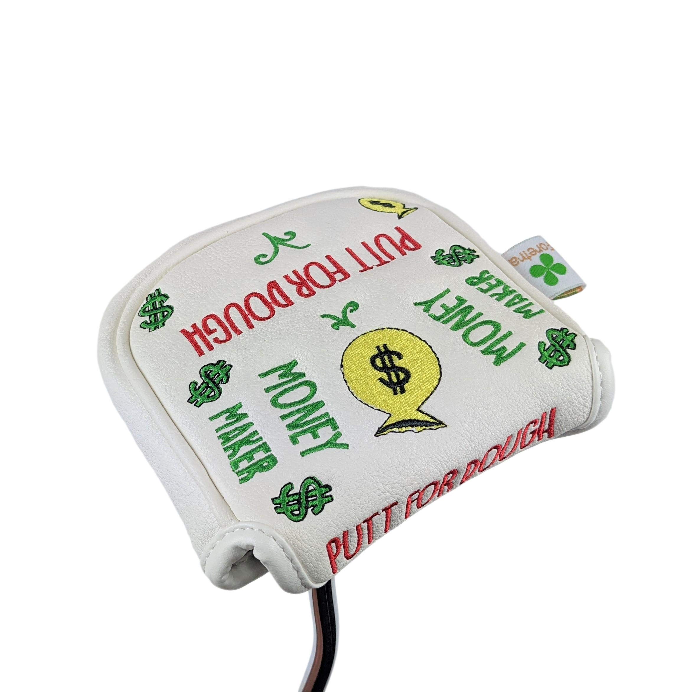 Foretra – Putt for Dough - Money Maker White Golf Putter Headcover Quality PU Leather Magnetic Closure for Square Mallet Style Putters Scotty Cameron Odyssey Taylormade Ping