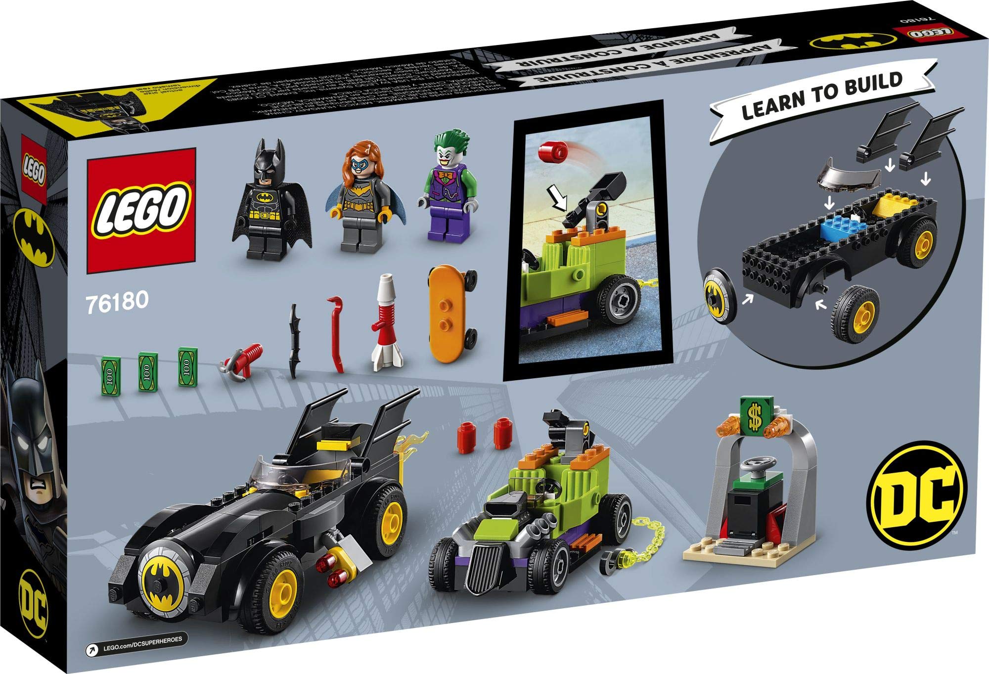 LEGO DC Batman: Batman vs. The Joker: Batmobile Chase Building Toy; Includes Batman, Batgirl and The Joker Minifigures Plus Buildable Batmobile and Hot Rod, New 2021 (136 Pieces), Multi Color