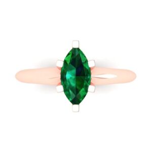 clara pucci 1.0 ct marquise cut solitaire simulated emerald engagement wedding bridal promise anniversary ring 18k rose gold size 6.25