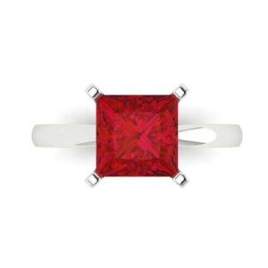 clara pucci 3.0 ct princess cut solitaire simulated ruby engagement wedding bridal promise anniversary ring 18k white gold size 6.75