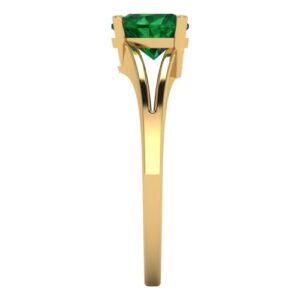 Clara Pucci 1.50 ct Heart Cut Solitaire split shank Simulated Emerald Engagement Bridal Promise Anniversary Ring 18K Yellow Gold 6.5