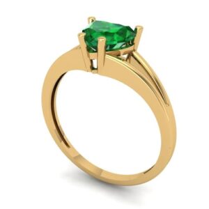 Clara Pucci 1.50 ct Heart Cut Solitaire split shank Simulated Emerald Engagement Bridal Promise Anniversary Ring 18K Yellow Gold 6.5