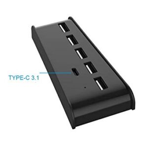 PS5 USB Hub, PS5 USB HUB Adapter with 4 USB 2.0 Ports - Black