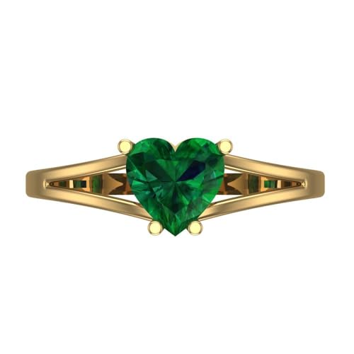 Clara Pucci 1.50 ct Heart Cut Solitaire split shank Simulated Emerald Engagement Bridal Promise Anniversary Ring 18K Yellow Gold 6.5