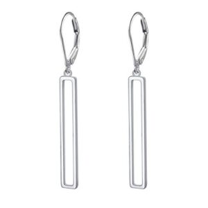 s925 sterling silver vertical bar rectangle dangle drop earrings for women teen