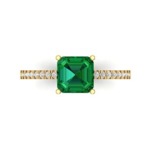 clara pucci 1.66 ct cushion cut solitaire w/accent genuine simulated emerald wedding promise anniversary bridal ring 18k yellow gold 7.5